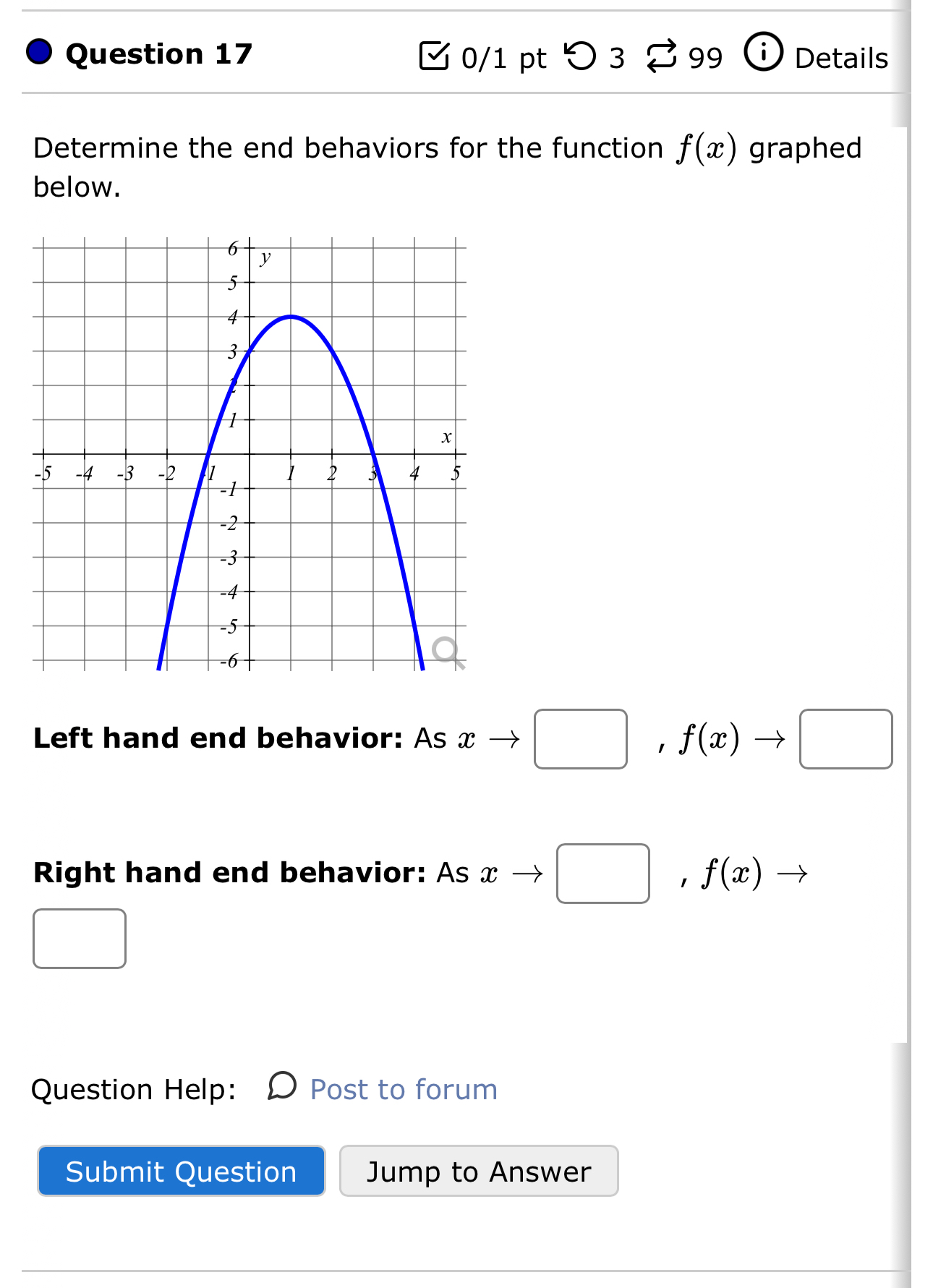 Solved Question 17⊠01 ﻿pt 3⇄99DetailsDetermine the end | Chegg.com