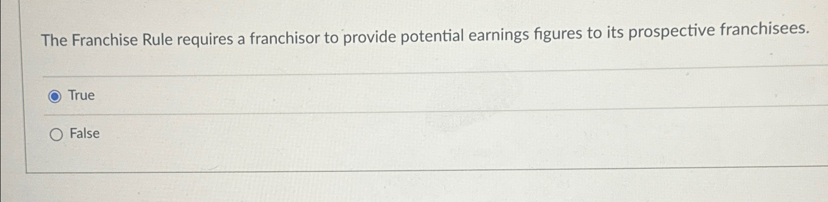 Solved The Franchise Rule requires a franchisor to provide | Chegg.com