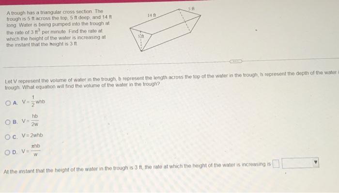 Solved A trough has a triangular cross section. The trough | Chegg.com