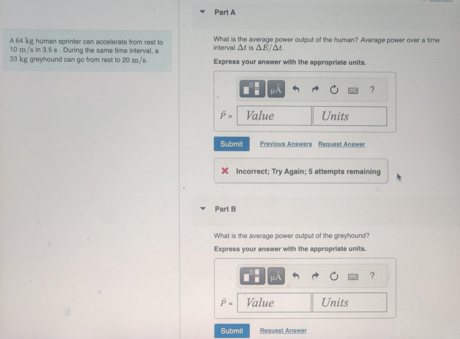 Solved A 64 kg human sprinter can accelerate from rest to | Chegg.com
