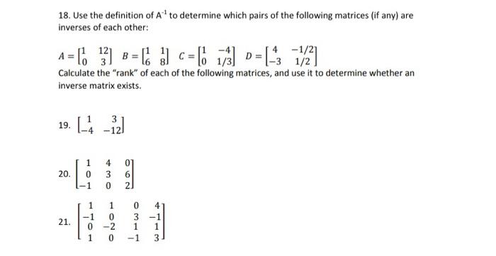 Solved 18. Use the definition of Al to determine which pairs | Chegg.com