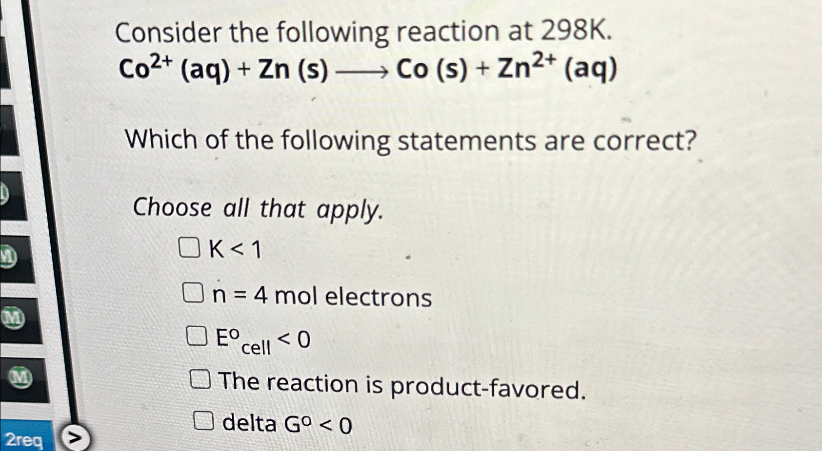 Solved Consider the following reaction at | Chegg.com