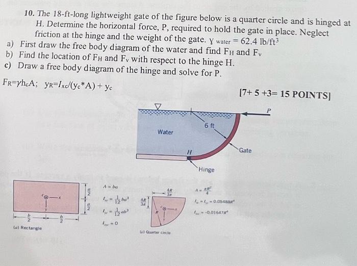 Solved 10. The 18-ft-long lightweight gate of the figure | Chegg.com