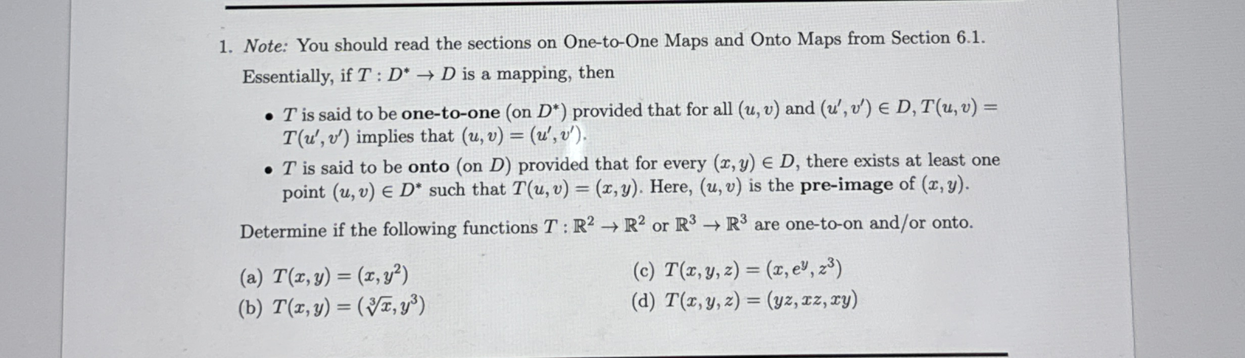 Solved Note: You should read the sections on One-to-One Maps | Chegg.com