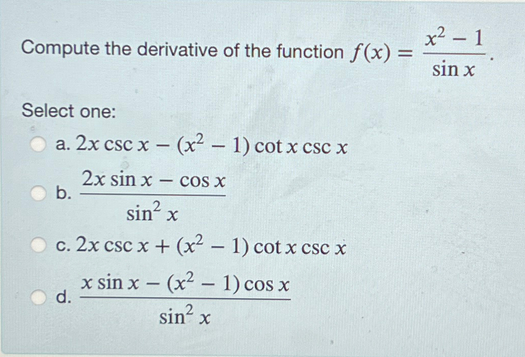 Solved Compute the derivative of the function | Chegg.com