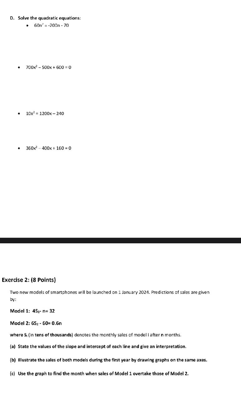 Solved D. ﻿Solve the quadratic | Chegg.com
