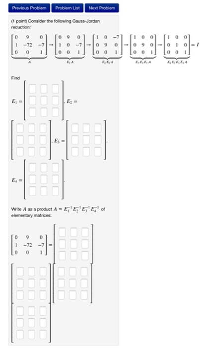 Solved Previous Problem Probler List Next Problem (1 point, | Chegg.com