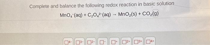 Solved Complete and balance the following redox reaction in | Chegg.com
