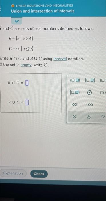 Solved O LINEAR EQUATIONS AND INEQUALITIES Union and | Chegg.com