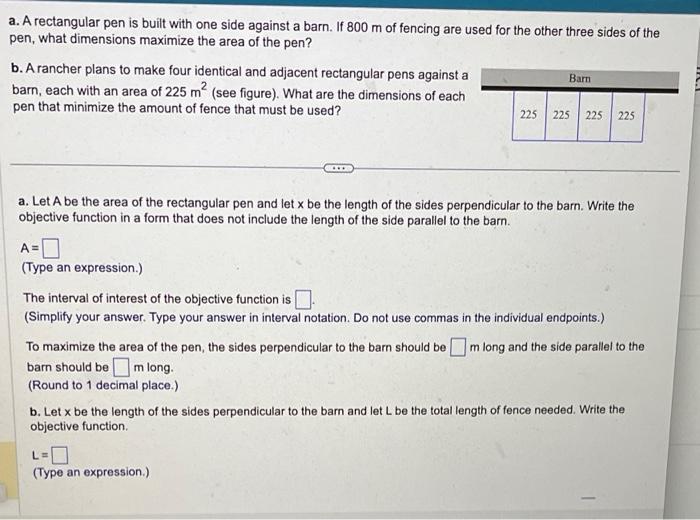 Solved a. A rectangular pen is built with one side against a | Chegg.com