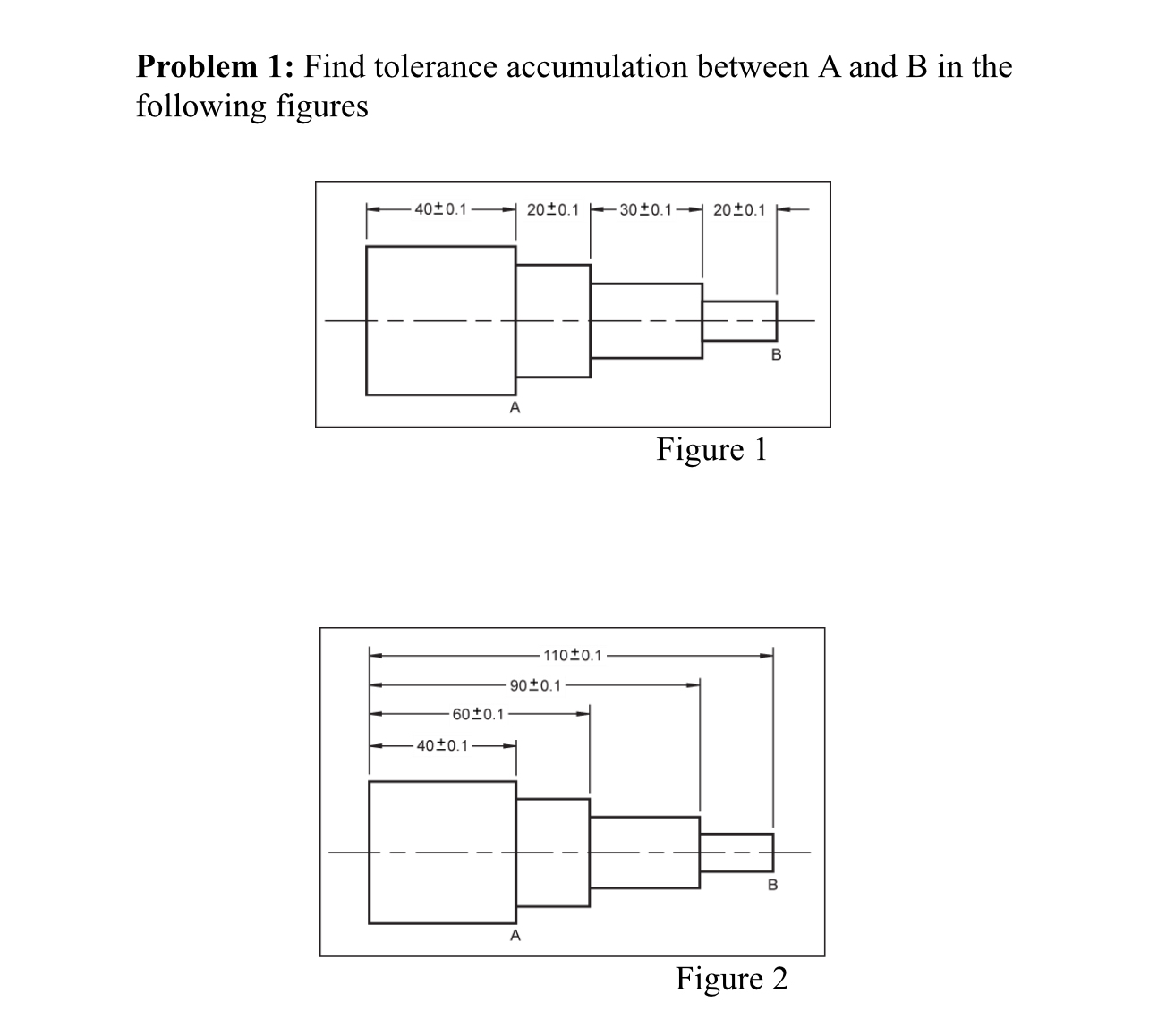 Solved Problem 1: Find tolerance accumulation between A and | Chegg.com