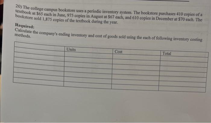 [Solved]: 20) The college campus bookstore uses a periodic