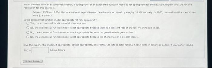 Solved Model the data with an exponential function, If | Chegg.com
