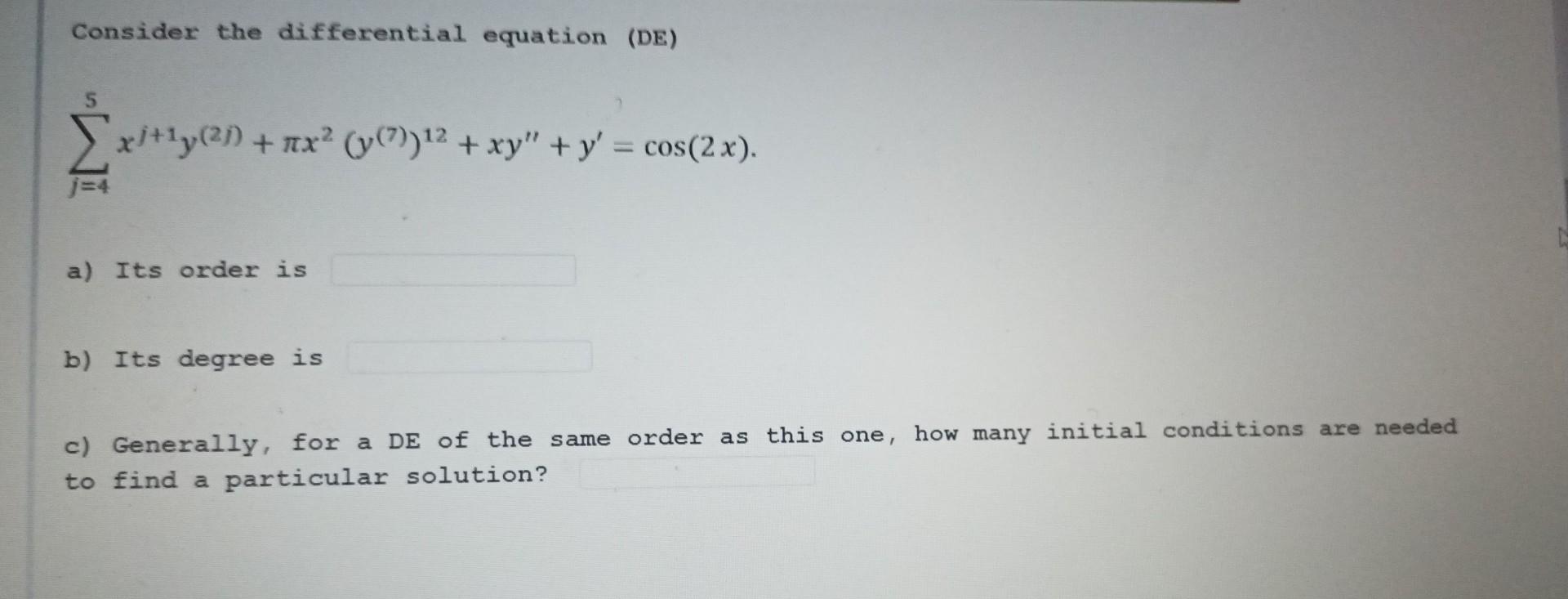 Solved Consider the differential equation (DE) | Chegg.com