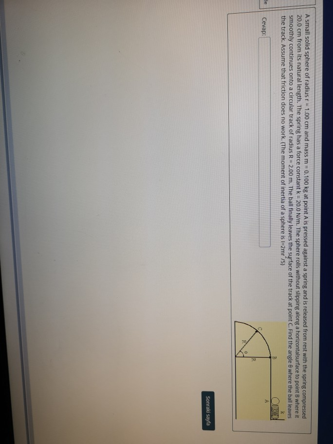 Solved A small solid sphere of radius r = 1.00 cm and mass m | Chegg.com