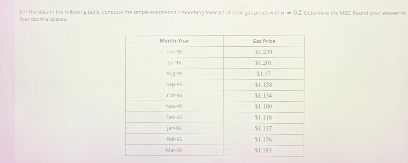 Solved For the data in the following table, compute the | Chegg.com