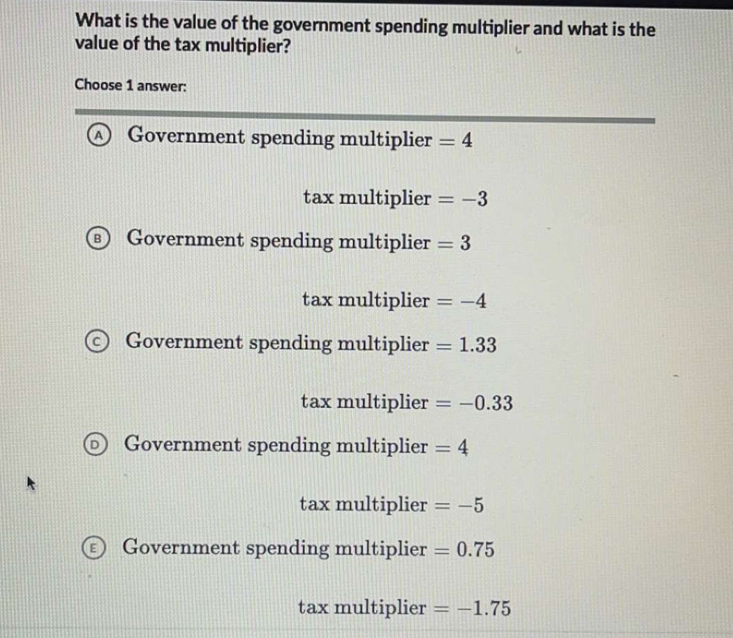 Solved What is the value of the government spending | Chegg.com