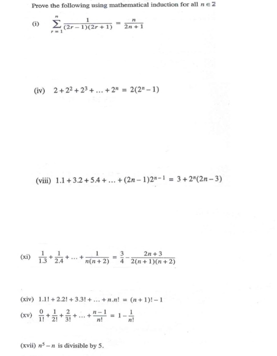 Solved Prove the following using mathematical induction for | Chegg.com