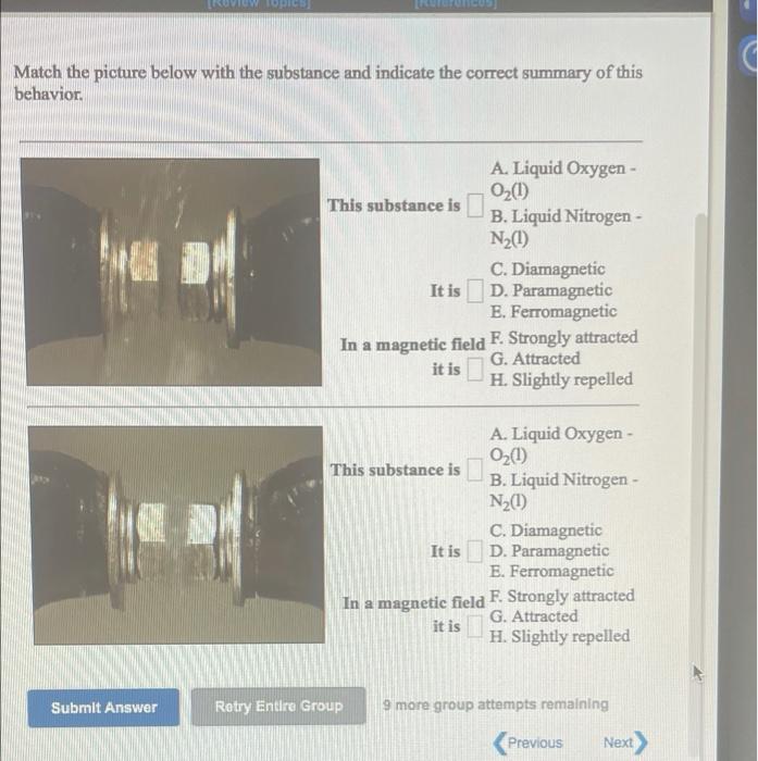 Solved LOVICE Match the picture below with the substance and | Chegg.com