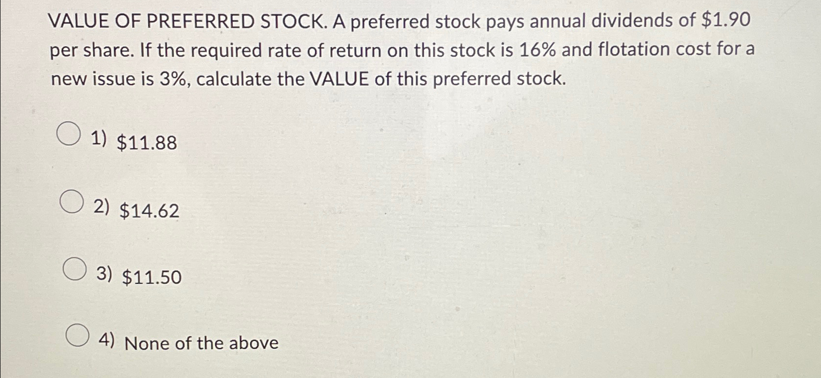 Solved VALUE OF PREFERRED STOCK. A preferred stock pays | Chegg.com