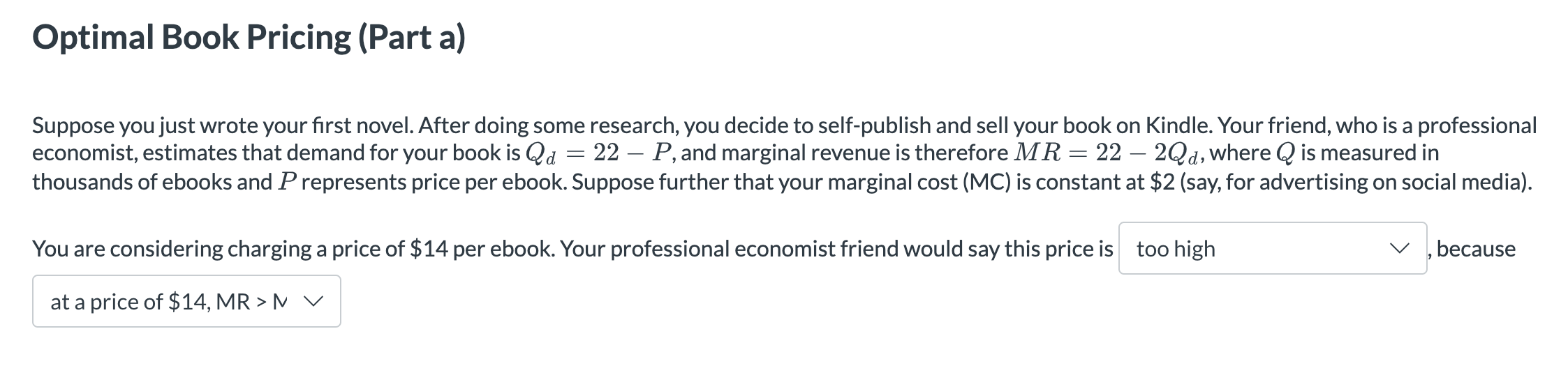 Solved Optimal Book Pricing (Part a)Suppose you just wrote | Chegg.com