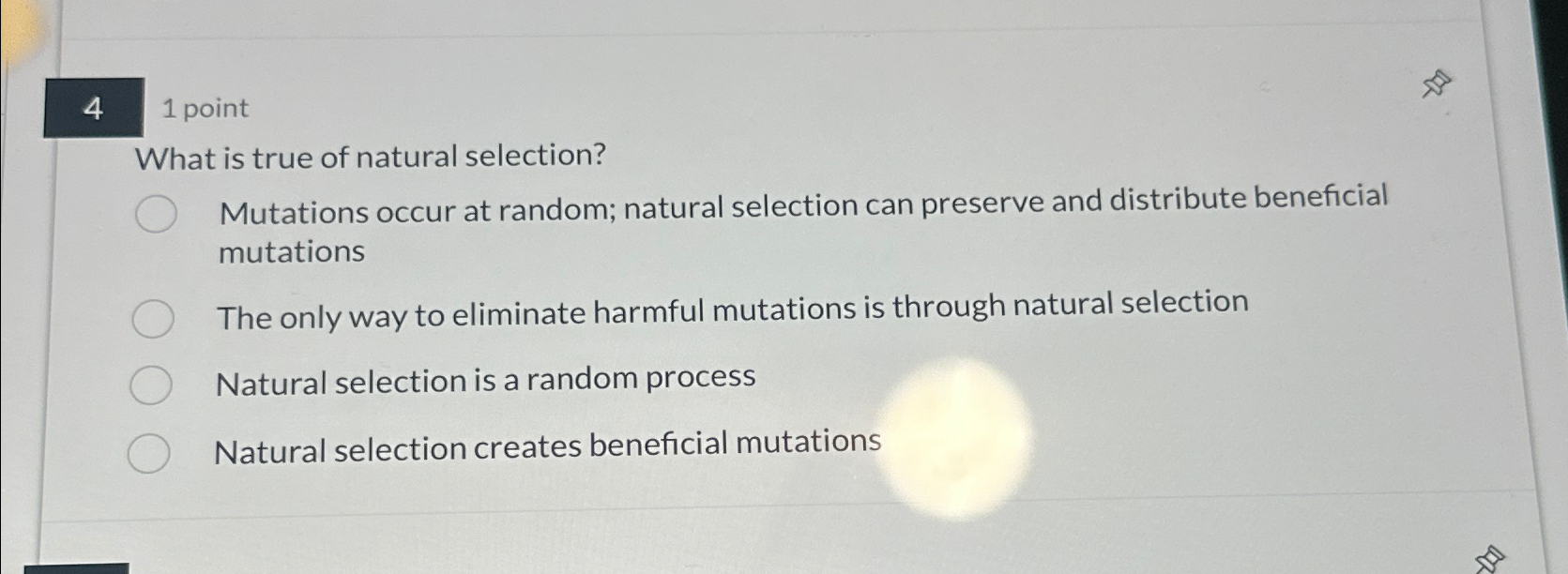 Solved 41 ﻿pointWhat is true of natural selection?Mutations | Chegg.com