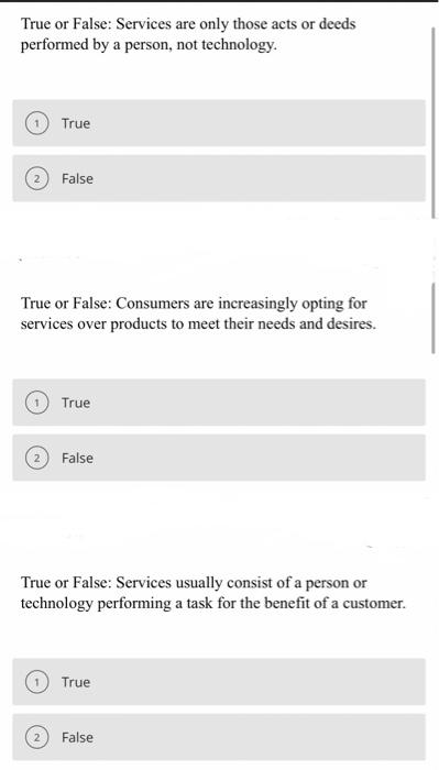 Solved 1. Answer full. All one part. True or False: Because | Chegg.com