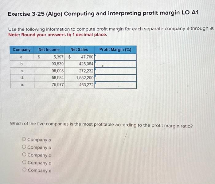 Solved Exercise 3-25 (Algo) Computing and interpreting | Chegg.com