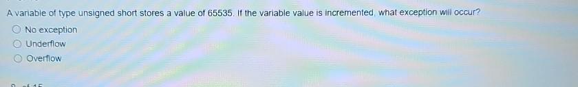 Solved A variable of type unsigned short stores a value of | Chegg.com
