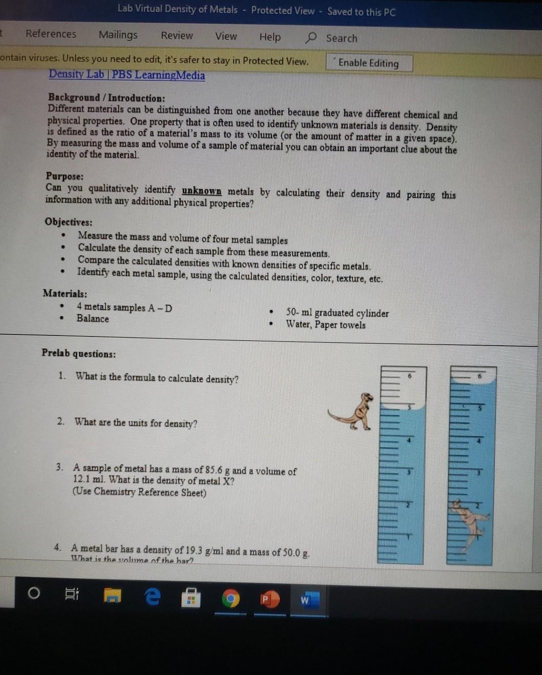 Solved Post Lab 1. Calculate the density of each metal | Chegg.com