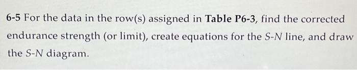 Solved 6-5 For the data in the row(s) assigned in Table | Chegg.com