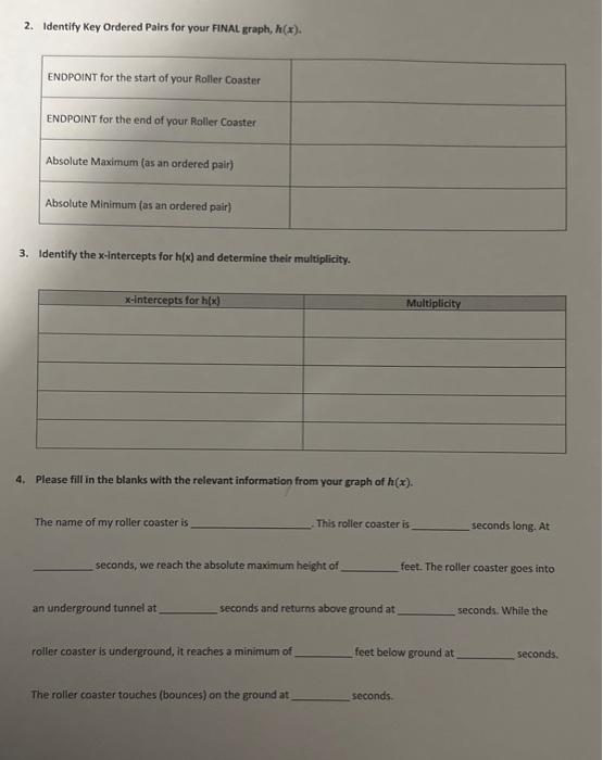 Solved 1 Determine Your Roller Coasters Polynomial 3565