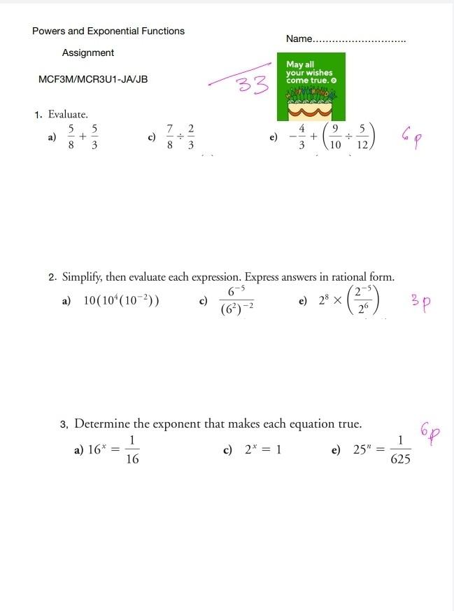Solved Powers And Exponential Functions Assignment 9173