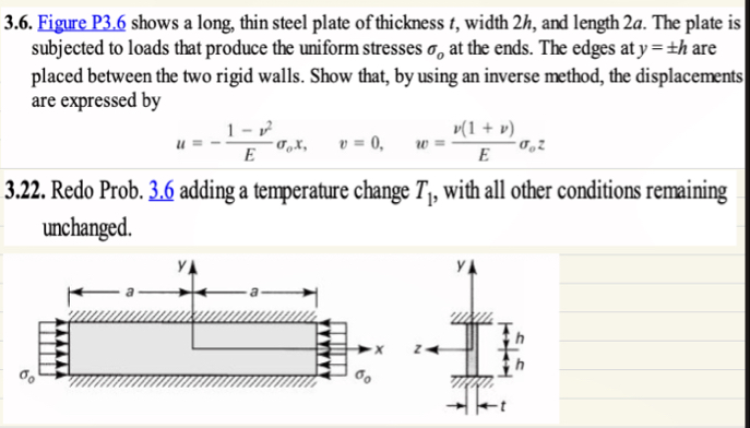 Solved 3.6. ﻿Figure P3.6 ﻿shows a long, thin steel plate of | Chegg.com