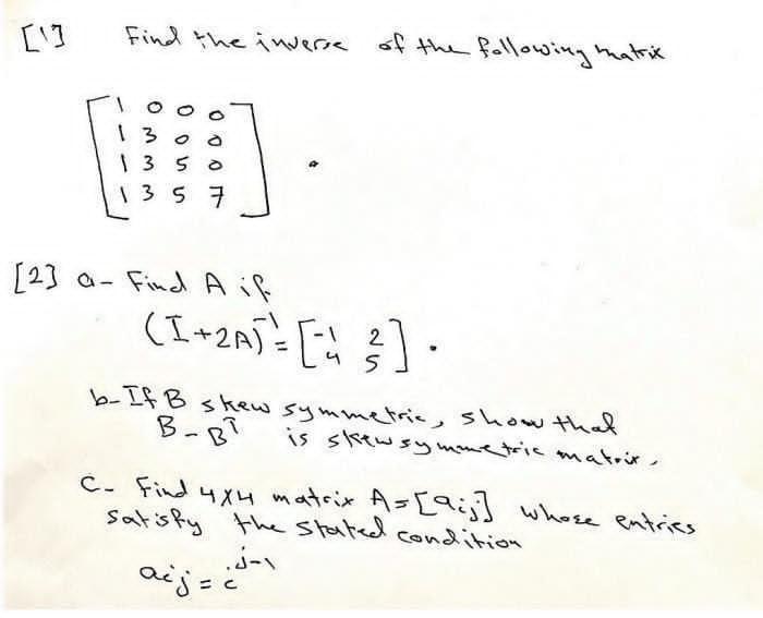 Solved Find the inverse of the following matrix. 300 1350 | Chegg.com