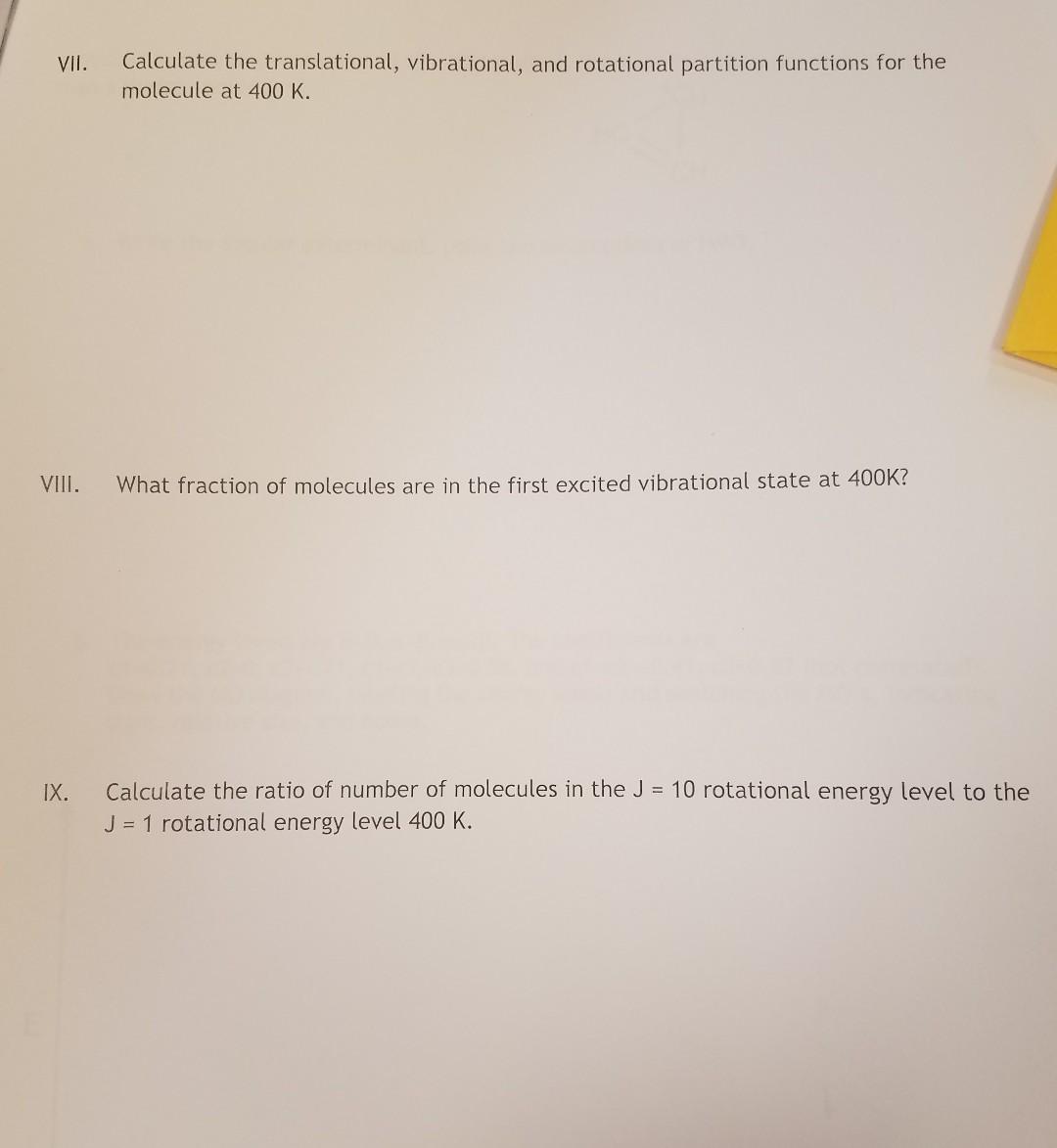 Vii Calculate The Translational Vibrational And