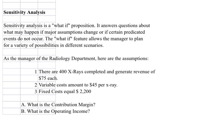 Solved Sensitivity Analysis Sensitivity analysis is a "what | Chegg.com