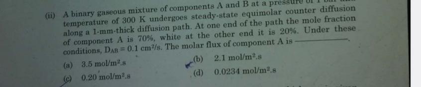 Solved (ii) A binary gaseous mixture of components A and B | Chegg.com