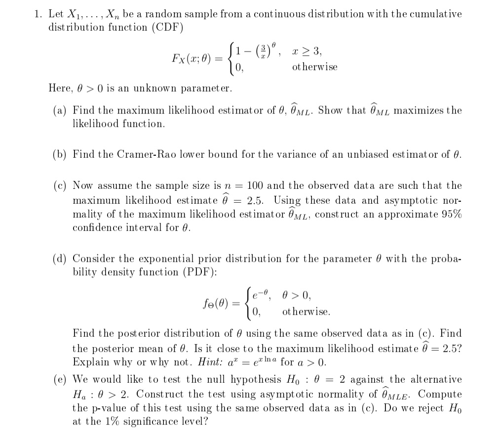 Solved Let x1,dots,xn ﻿be a random sample from a continuous | Chegg.com