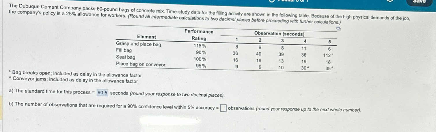 Solved The Dubuque Cement Company packs 80-pound bags of | Chegg.com