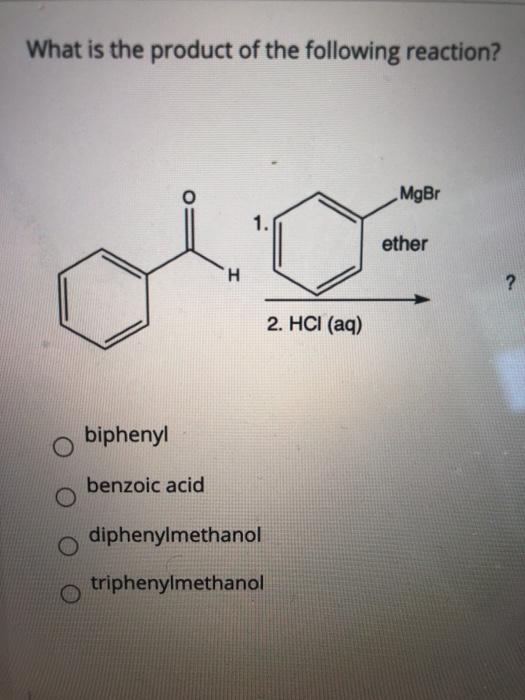 Solved What is the product of the following reaction? MgBr | Chegg.com