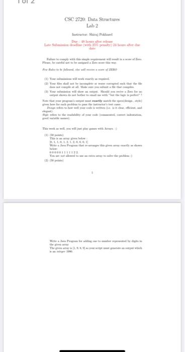 CSC 2720. Data Structures Lato 2 finsururtur Shired | Chegg.com