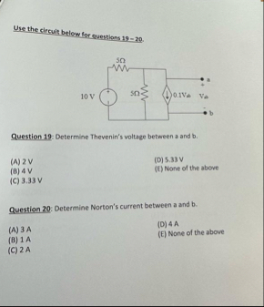 Solved Use the circuit below for questions 19-20. Question | Chegg.com