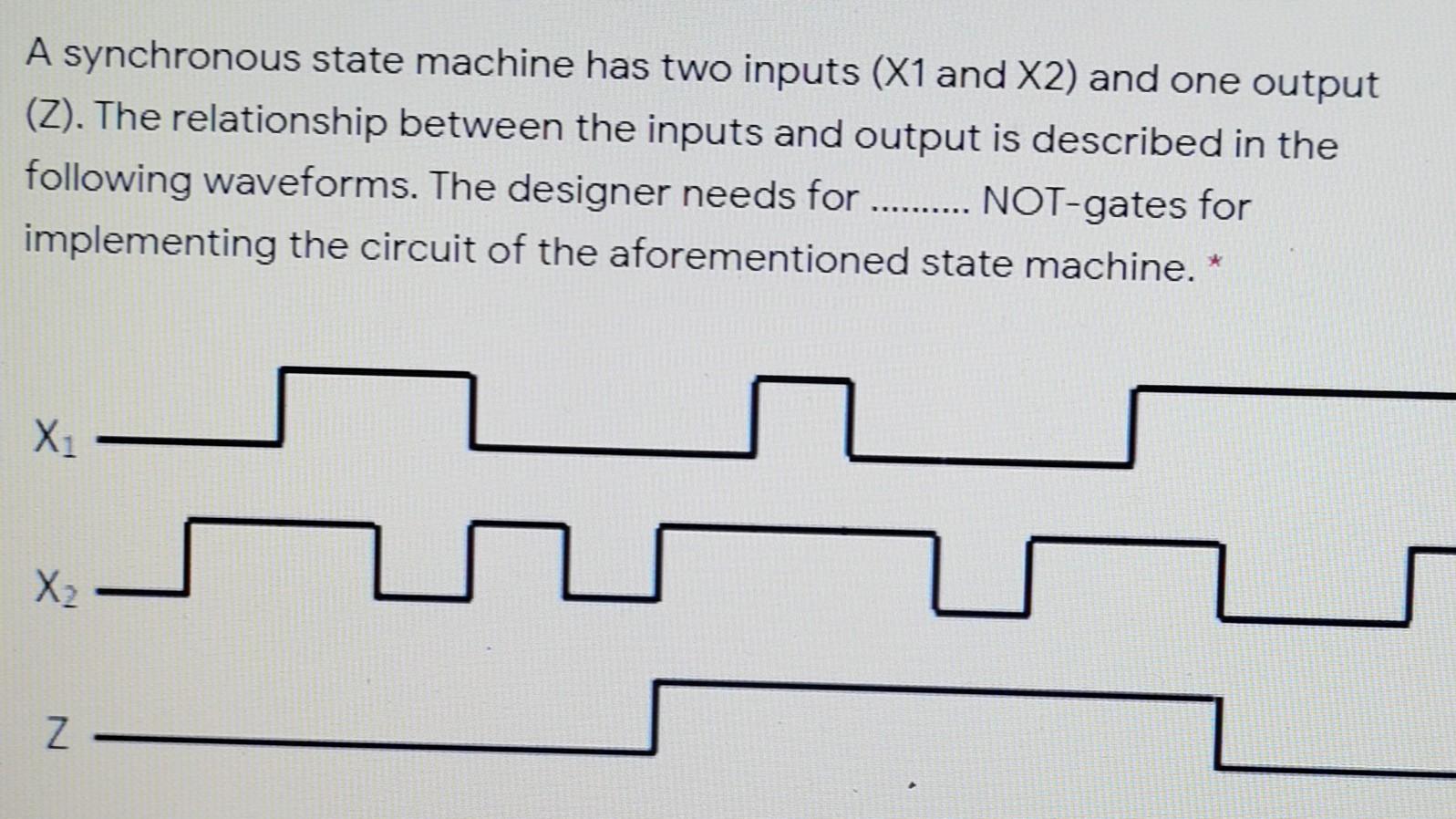 Solved A synchronous state machine has two inputs (X1 and | Chegg.com