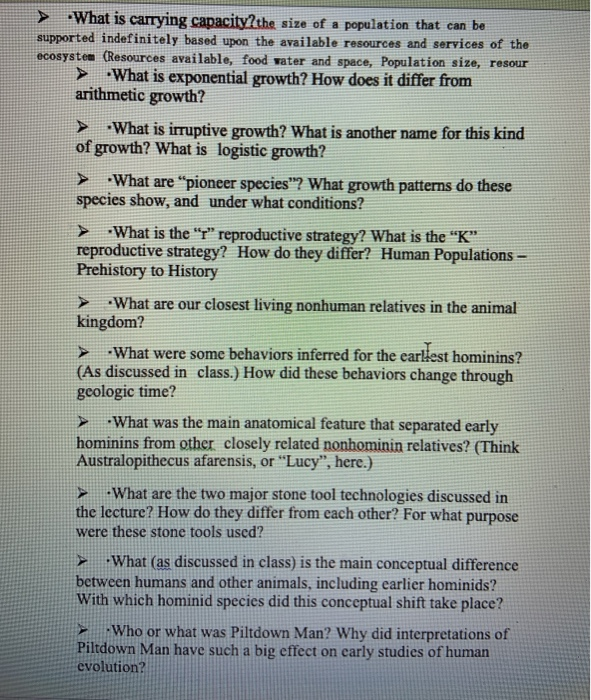 Solved What is carrying capacity?the size of a population | Chegg.com