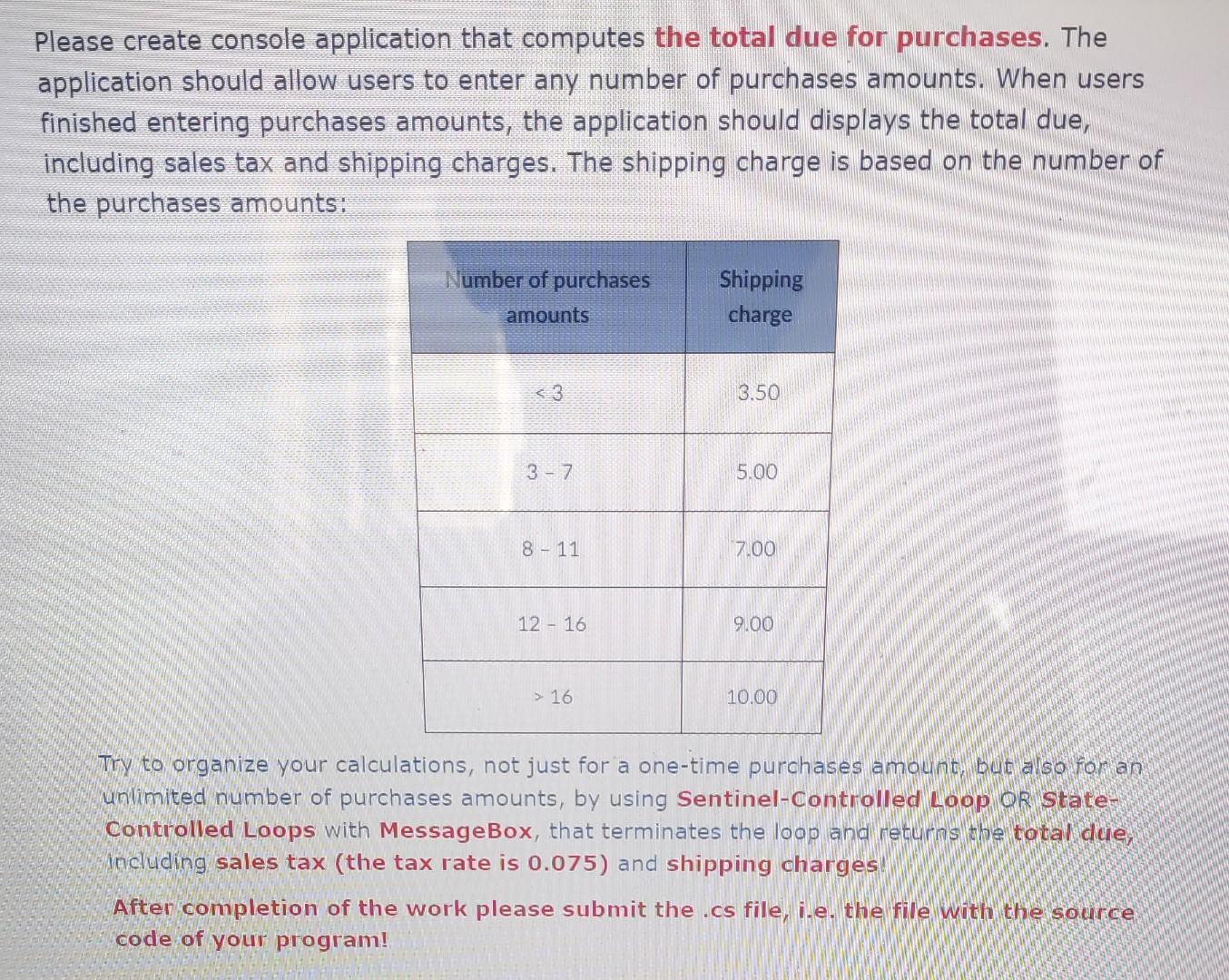 Solved Please create console application that computes the | Chegg.com