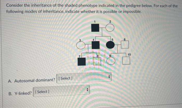 Consider the inheritance of the shaded phenotype | Chegg.com