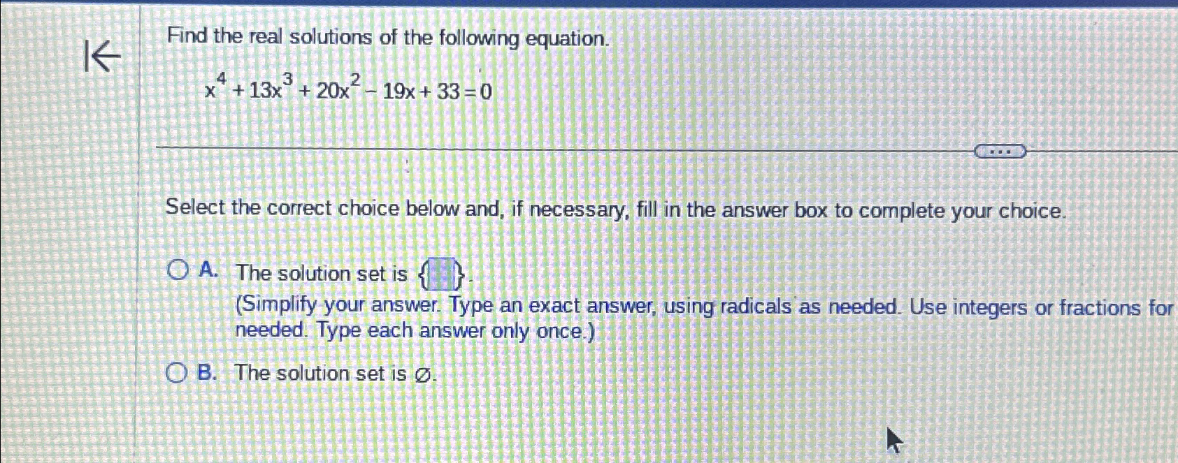 Solved Find the real solutions of the following | Chegg.com