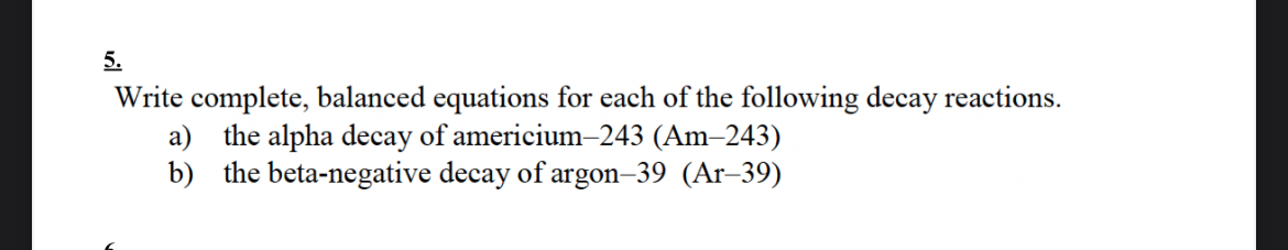 Solved 5.?? ﻿Write complete, balanced equations for each of | Chegg.com