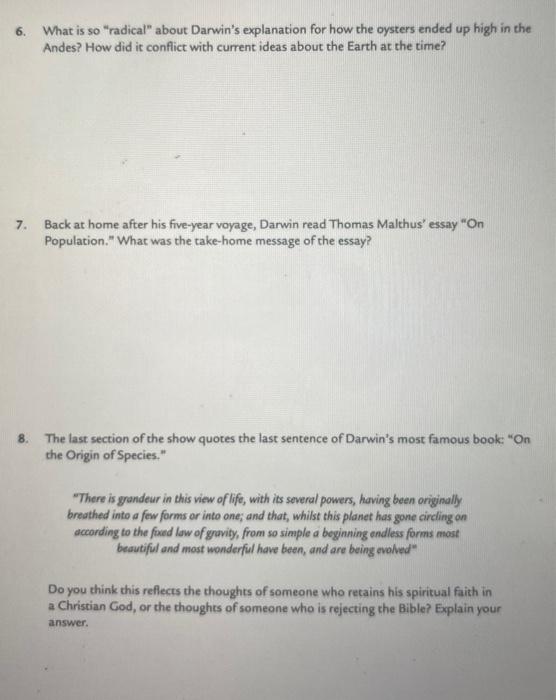 Solved Darwin's Secret Notebook NAME: 1. Paley was a | Chegg.com